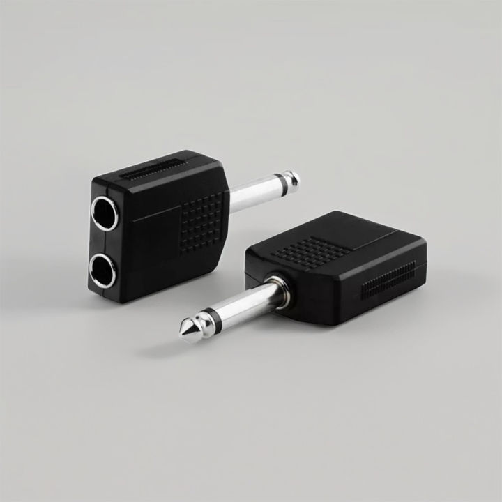 Single Male to Female 6.35mm Dual Mono Jack Microphone Y Splitter ...