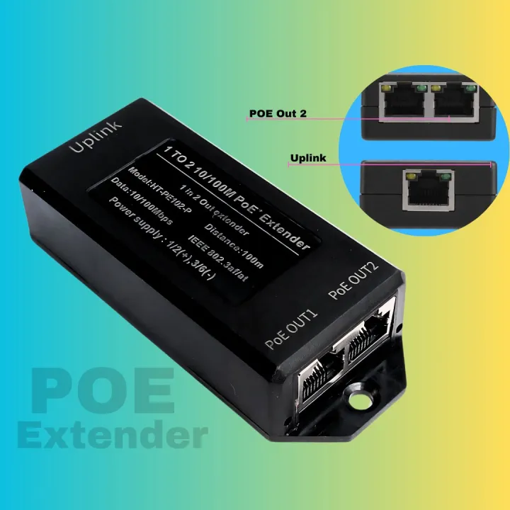 1 In 2 Out PoE Extender, 2 Port PoE Repeater 100 Meters(328 ft),IEEE ...