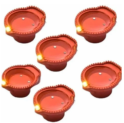 Water Sensor Electric LED Diyas Set of 6 Plastic Flameless & Smokeless ...