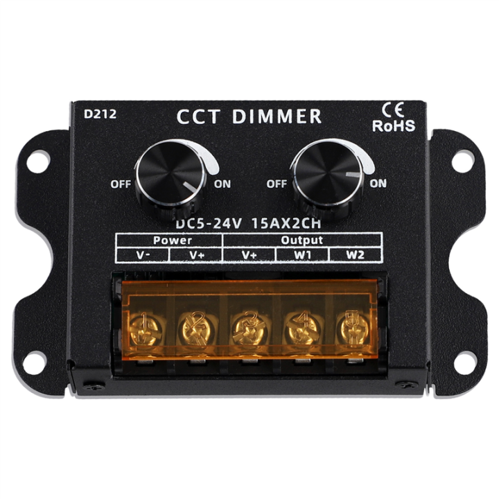 LED Controller DC 5-24V 15A Dimmerable CCT Dual Color Temperature LED ...