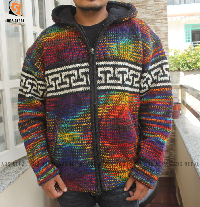 Neptrends Double Knitted Zipped Warm Heavy Jacket For Men Hippie ...