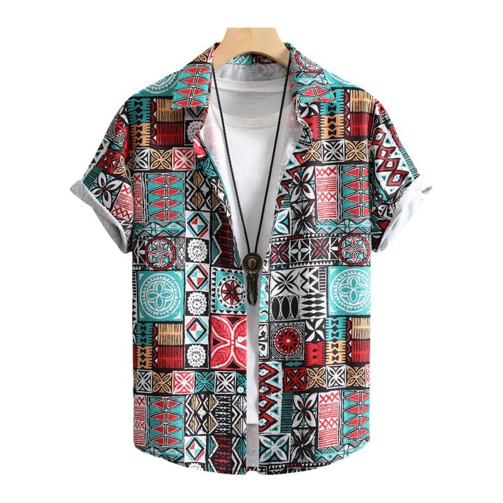Retro Pattern Shirt Men's Retro Digital Print Shirt Middle Eastern ...