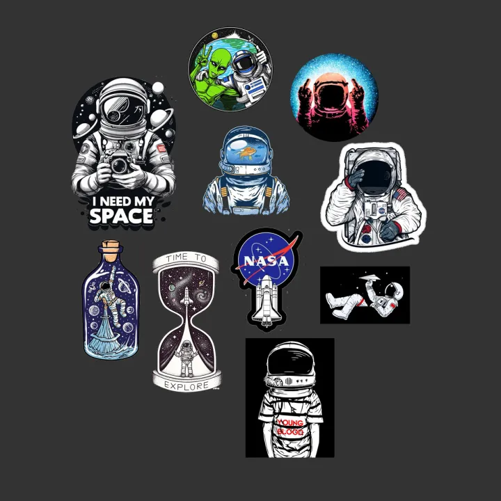 Astronaut Sticker Pack Water Proof 10 pcs | Daraz.com.np