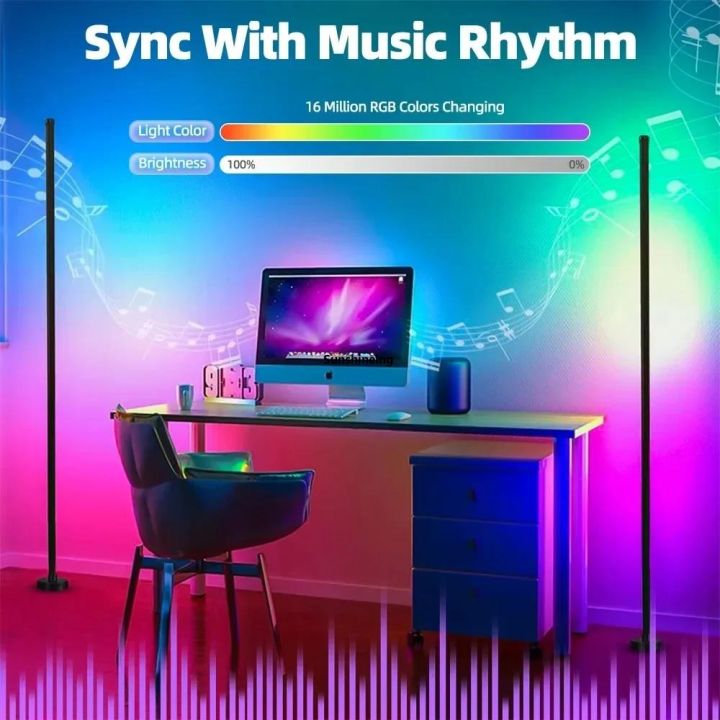 Lighting corner ambient RGBIC floor lamp LED app control light music ...