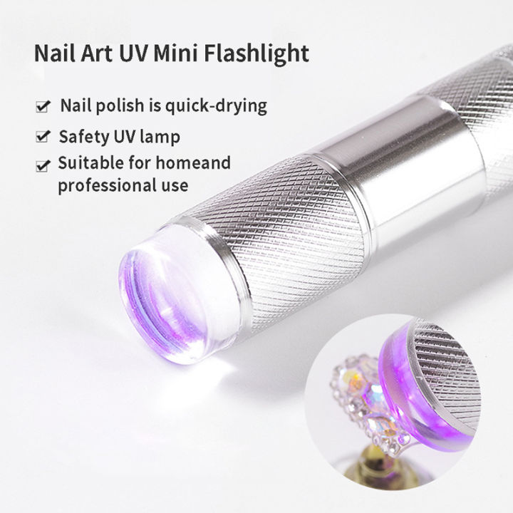 UV Mini Flashlight With Stamper Portable Silicone Handheld LED Manicure ...