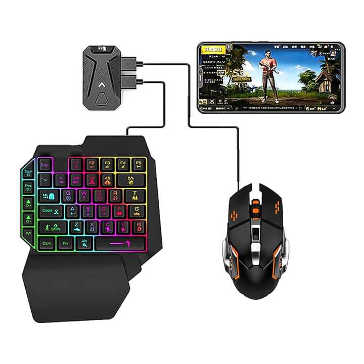 4 IN 1 Mobile Gaming Combo - Single Handed Bluetooth Keyboard Mouse ...