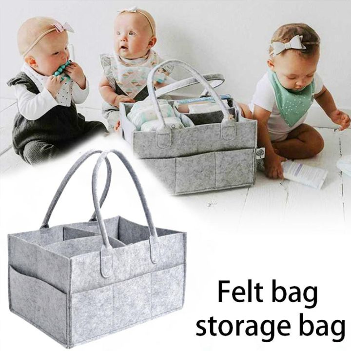 Baby Diaper Organizer Caddy Felt Chang Nappy Kids Storage Carrier Bag ...