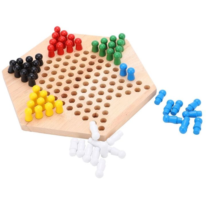 Durable Wooden Checker Board Chinese Style Hexagonal Chinese Checkers ...