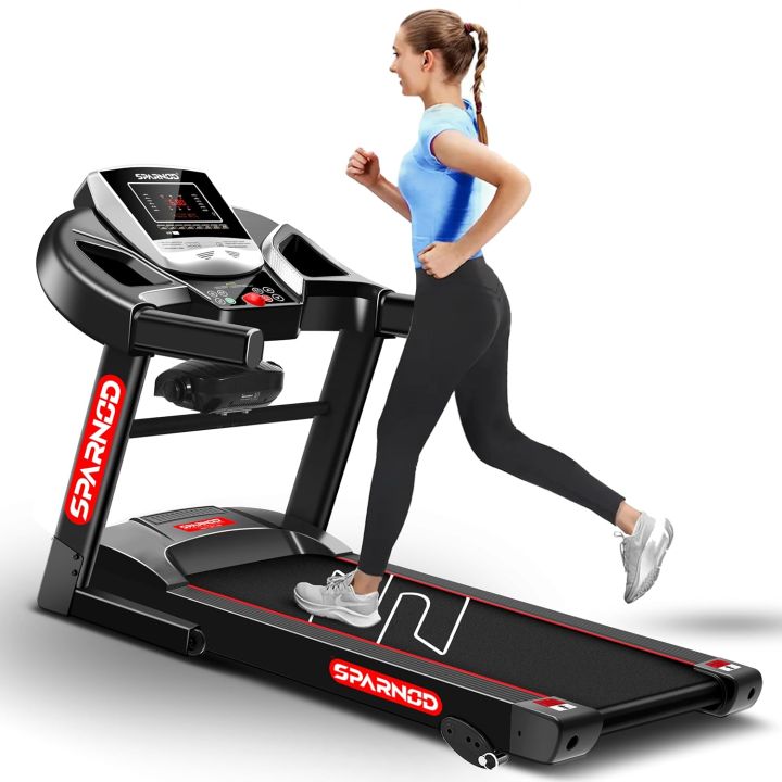 SPARNOD STH-1200MF 4 HP Peak Motorized Treadmill, Built-in Massager ...