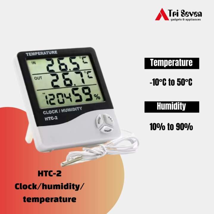 Digital Indoor Clock/ Humidity Hygrometer HTC 2 | Daraz.com.np