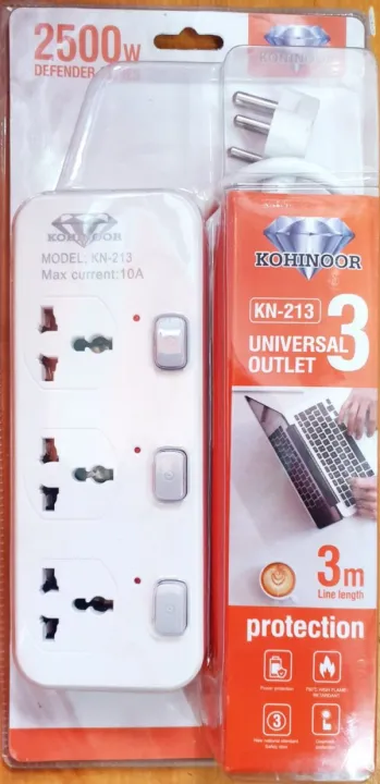 Kohinoor Heavy Extension Board ( Multiplug ) | Length 3M | Daraz.com.np
