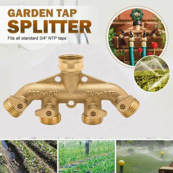 Garden Copper Four-Way Ball Valve Garden Hose Four-Port Diverter Copper ...