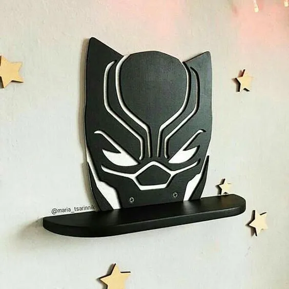 Aeromax Black Panther Shelf Decorative Floating Wooden Wall Shelves For ...