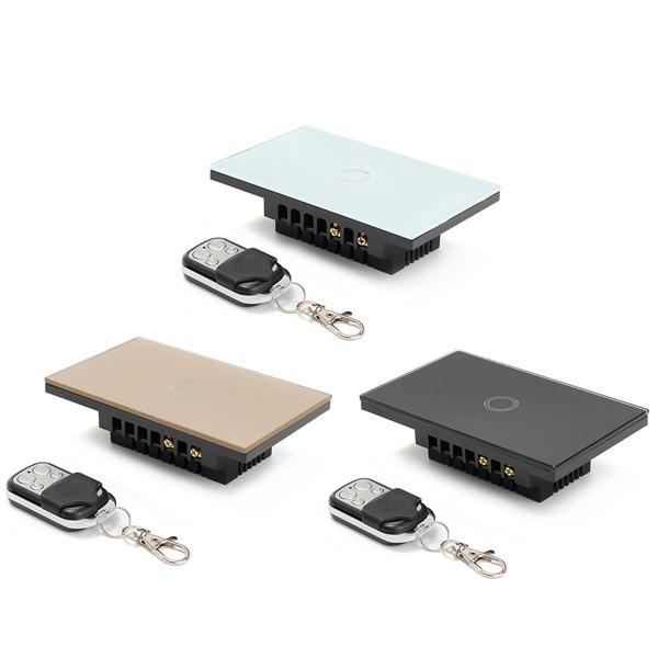 helper AC 110V-240V 1 Way 1 Gang Crystal Glass Remote Panel Touch LED ...
