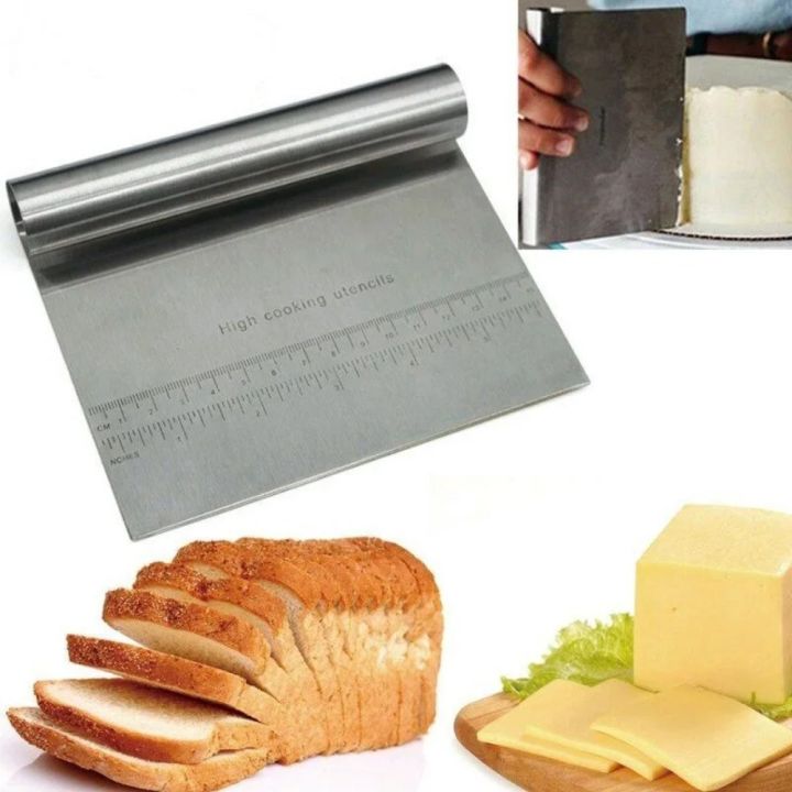 New Stainless Steel Dough Pastry Scraper Handle Multipurpose Cake Bread ...