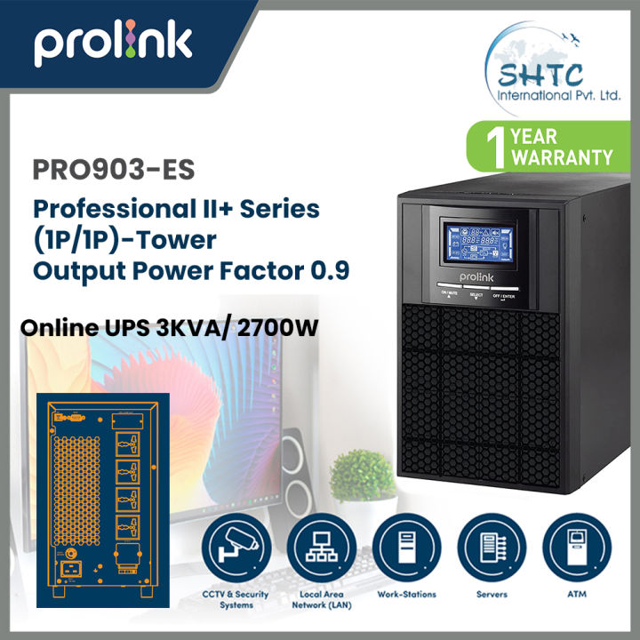 Prolink PRO903ES 3KVA | 2700W Pure Sine Wave Online UPS Power Backup ...