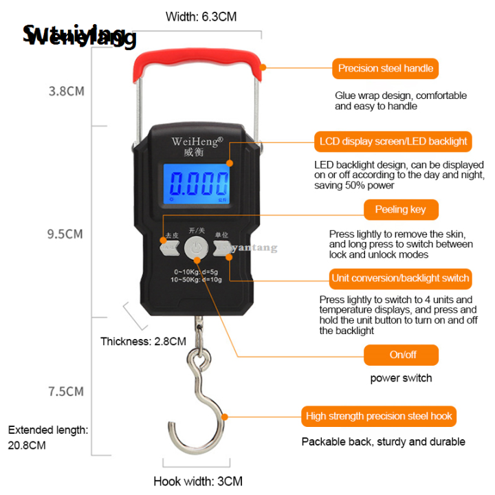 Liyantang Portable Hanging Hook Scale 50Kg/5g LCD Digital Display ...