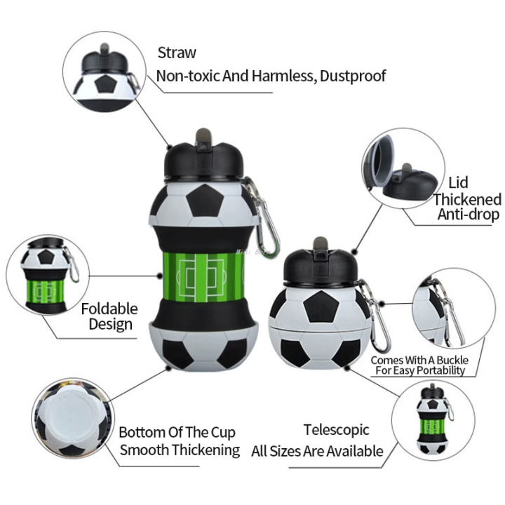 Mini Born 550ml Foldable Football Kids Water Bottles Portable Sports ...