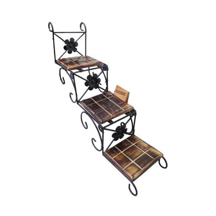 Wooden & Iron Hanging shelve Unique Stair Shape shelf Best for Wall ...