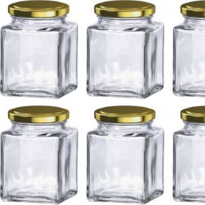 5 Piece Glass Jars / Jar 300 ml with Golden Lid Anti-Leak Jar with ...