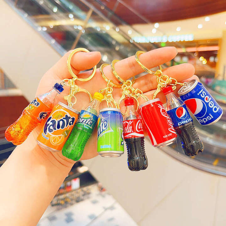 Cute Mini Super Realistic Coke Beverage Bottle Easy-Open Can Keychain ...
