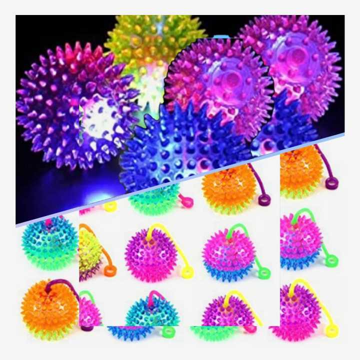 LED Flashing Bouncing Spiky Ball Squeezy Toys by Crown Aquatics | Daraz ...