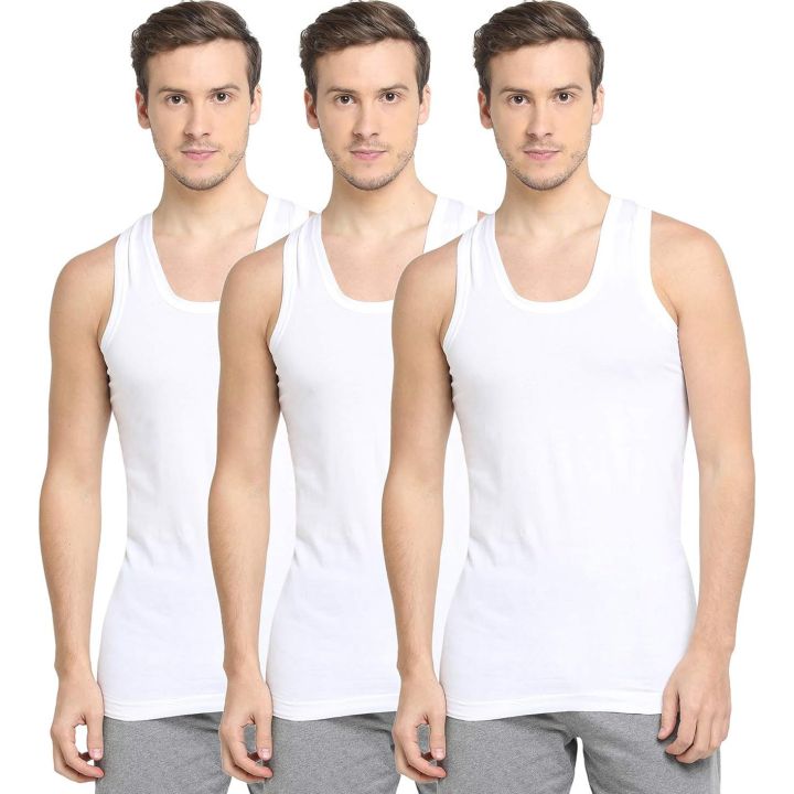 Amul Macho Sleeveless Premium White Cotton Vest For Men (Pack of 3 ...