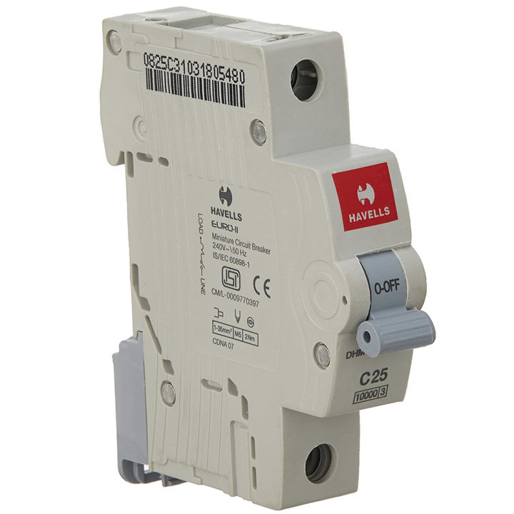 Havells Euro-II C- Series SP MCB 25A (Miniature Circuit Breaker) 10kA (C25) By Bijulipasal ...