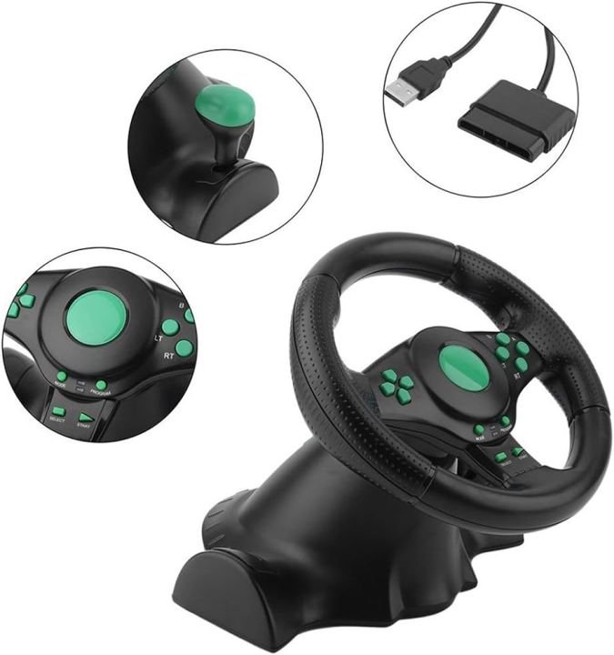 Gaming Steering Wheel with Pedals 180 Degree Rotation Vibration USB PC ...