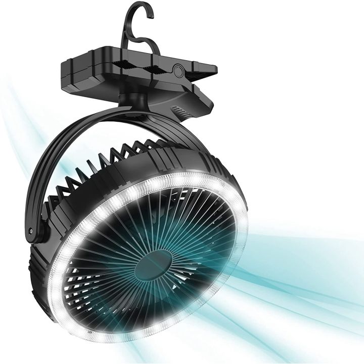10000MAh Camping Fan&LED Light,8 Inch for Hanging or Tabletop,Clip-on ...