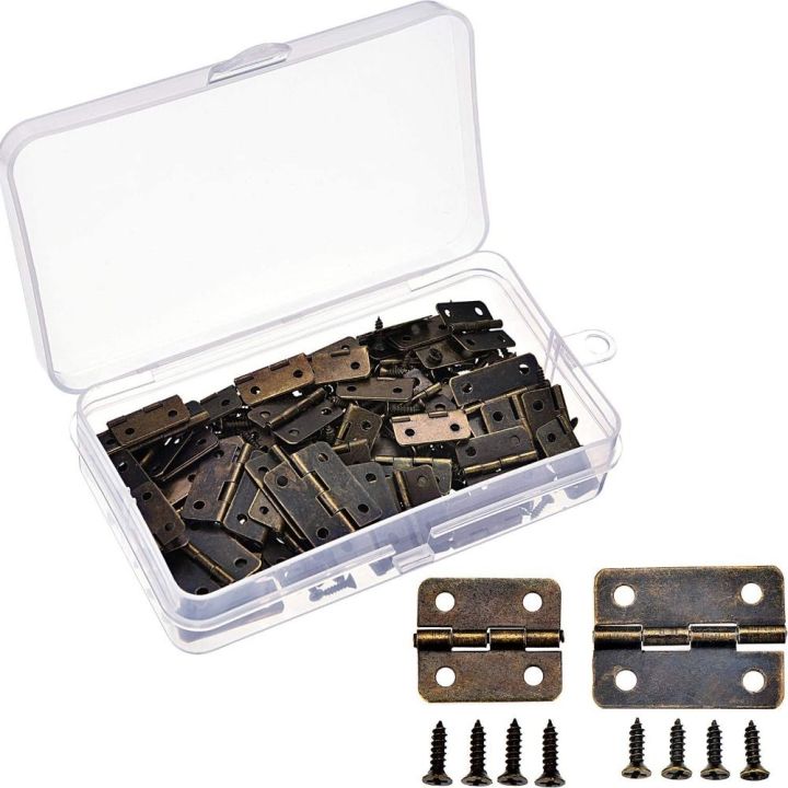 60 Pieces Outdoor Decor Bronze Tiny Hinges 2 Sizes 300pcs Screws Mini ...