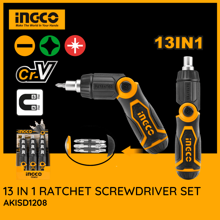 Ingco Brand New 13 in 1 Rachet Screwdriver Set AKISD1208 | Daraz.com.np