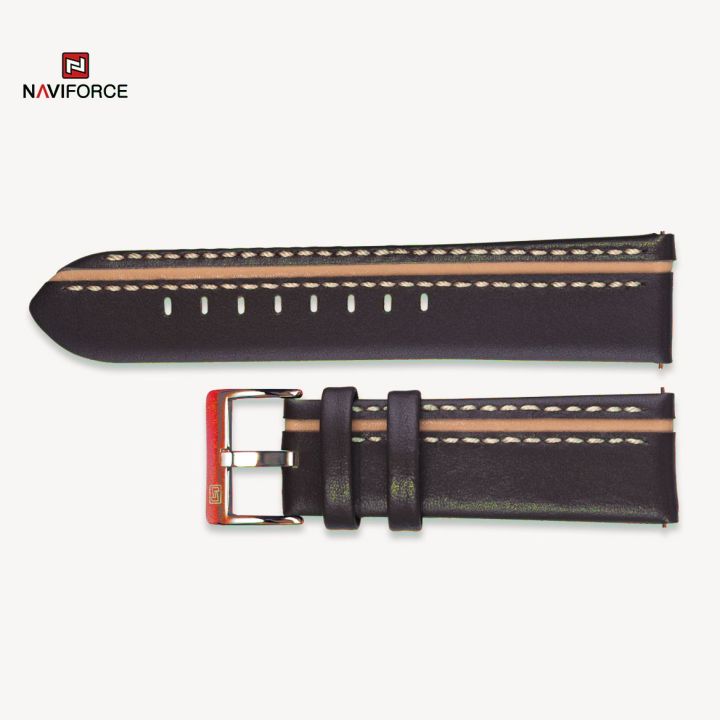 NaviForce Men 24 mm Genuine Leather Watch Strap - Brown | Daraz.com.np