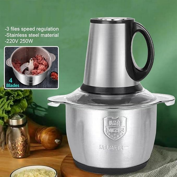 Stainless Steel 2L Capacity Electric Chopper Meat Grinder Multifunctional Household Food ...