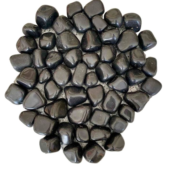 1 KG Large Size Glossy Black Stone Pebbles For Aquarium And Garden ...