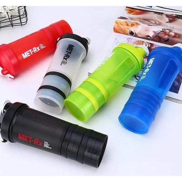 MET-RX Protein Blender Fitness Bottle Powder Shaker Cup Mixer with 3 ...