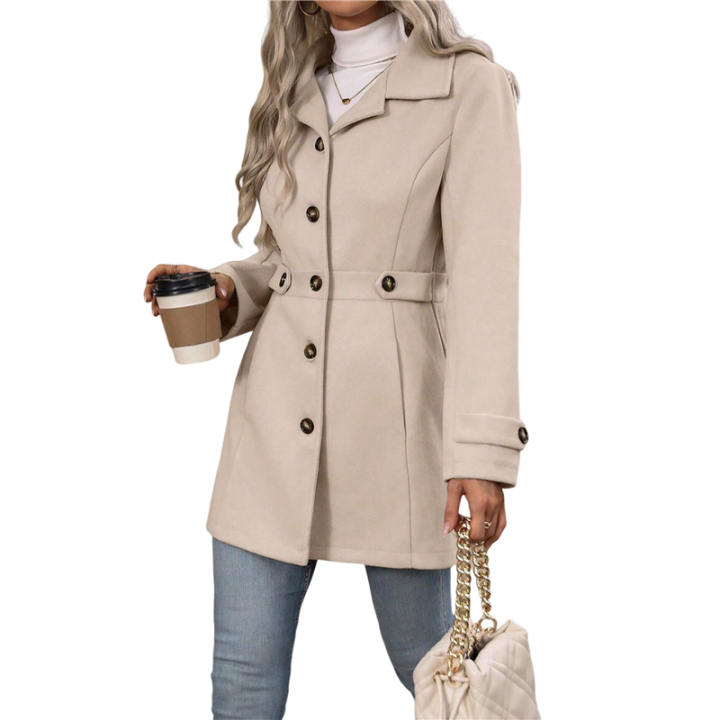 Women'S Winter Classic Outwear Overcoat with Pockets Single Breasted ...