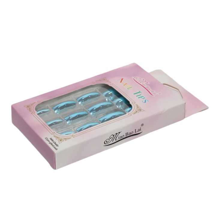 Miao Bao Lai Plain Blue Color Artificial Nail 12Pcs | Daraz.com.np