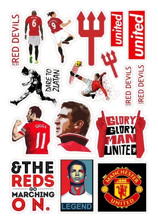 Manchester United Sticker Set- 13 pcs | Sticker Pack for Laptop ...
