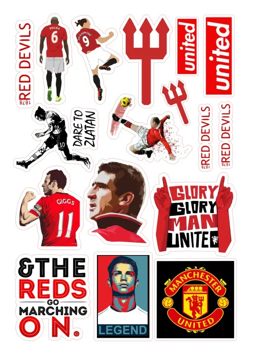 Manchester United Sticker Set- 13 pcs | Sticker Pack for Laptop ...