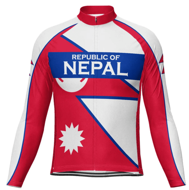 NEPAL Long Sleeves Cycling Jersey Summer Nepal Flag Road Bike Jersey ...