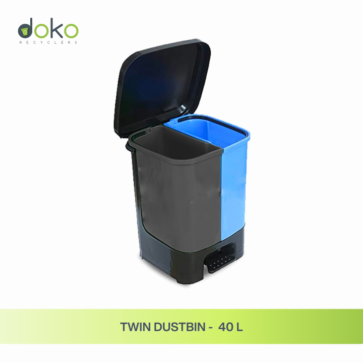 Doko Twin Bin with Two Compartments for Waste Segregation & Recycling ...