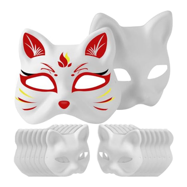 Nullmul Paper Mache Animal Masks, White Blank Cat Mask for Cosplay ...