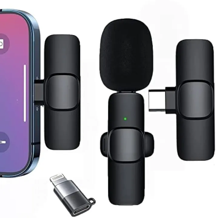 K8 Wireless Microphone, Digital Mini Portable Recording Clip Mic with ...