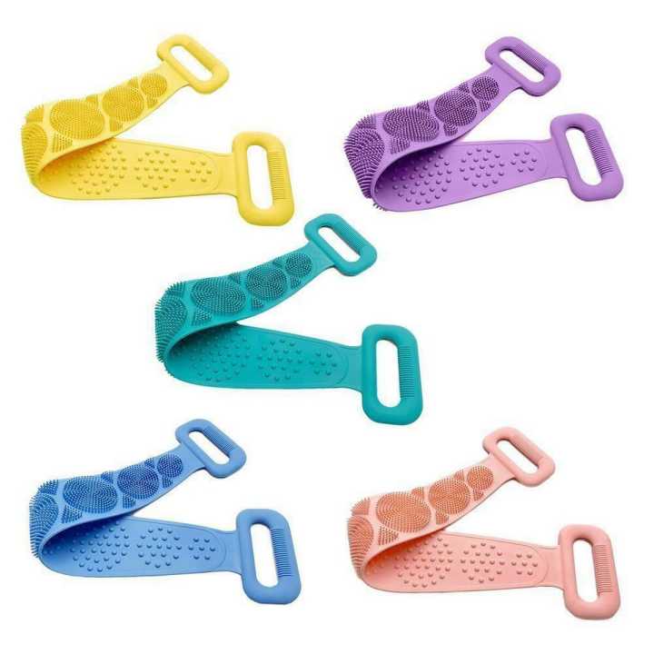 Silica gel Bath Towel Rub Brush Pull Back Strip Rub Back Belt Bathroom ...