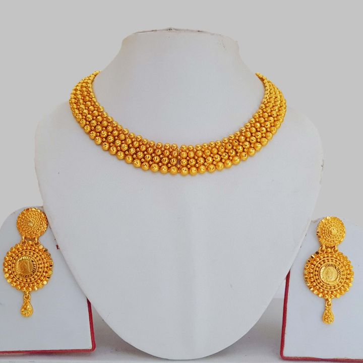 24K Gold Plated Mini Haar Necklace With Matching Earring - Nepali Real ...