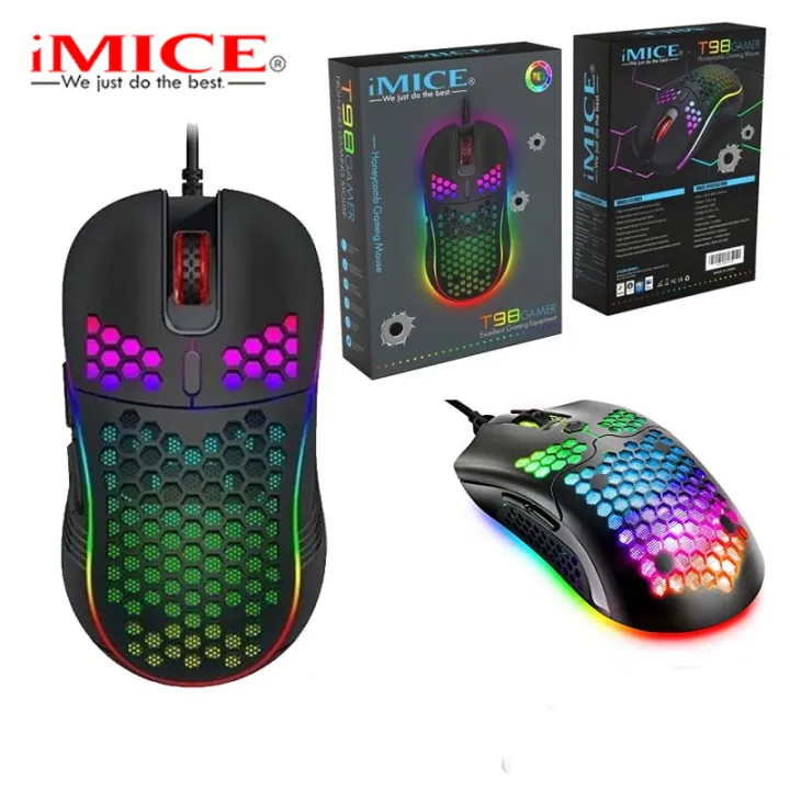 Imice T98 7200 Dpi Rgb Usb Wired Gaming Mouse Lightweight Programmable Honeycomb Shell Ergonomic ...