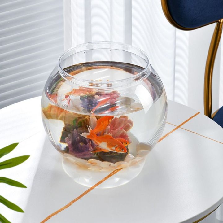 Home Decor Clear Transparent Round Fish Portable Plastic Fish Bowl ...