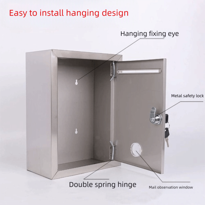 Portable Stainless Steel Mailbox Waterproof with Locks Ballot Box 3 ...