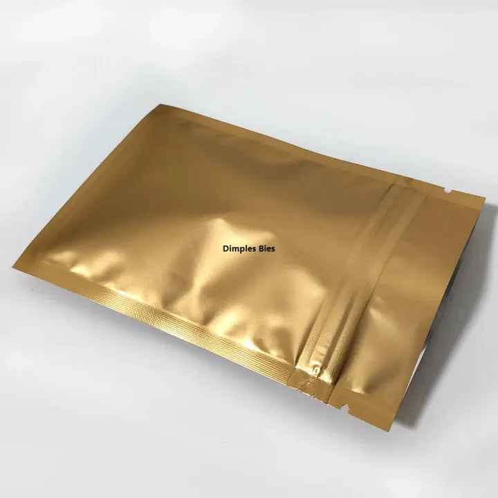 100 Plastic Bags Aluminum Repackable Bags Ziplock Bags Matte Gold Flat ...